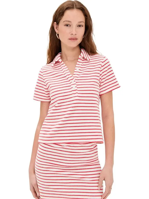Rails Naveli Striped Polo Tee - Cherry Stripe