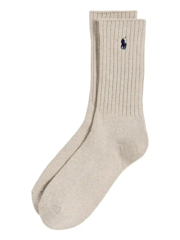 Ralph Lauren Cotton Rib Crew Socks - Taupe