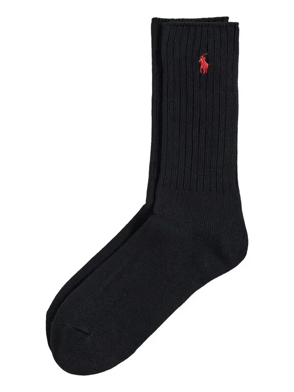 Polo Ralph Lauren Cotton Rib Crew Socks - Black
