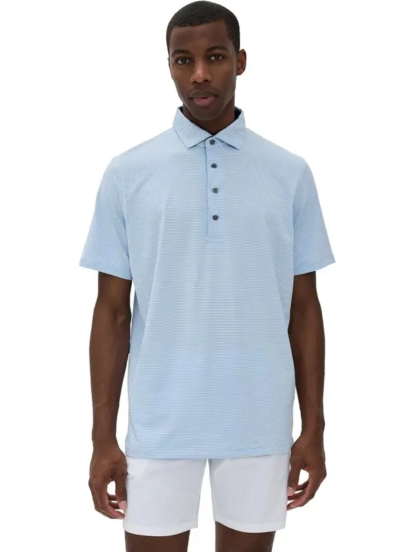 Greyson Saranac Striped Polo - Wolf Blue/arctic