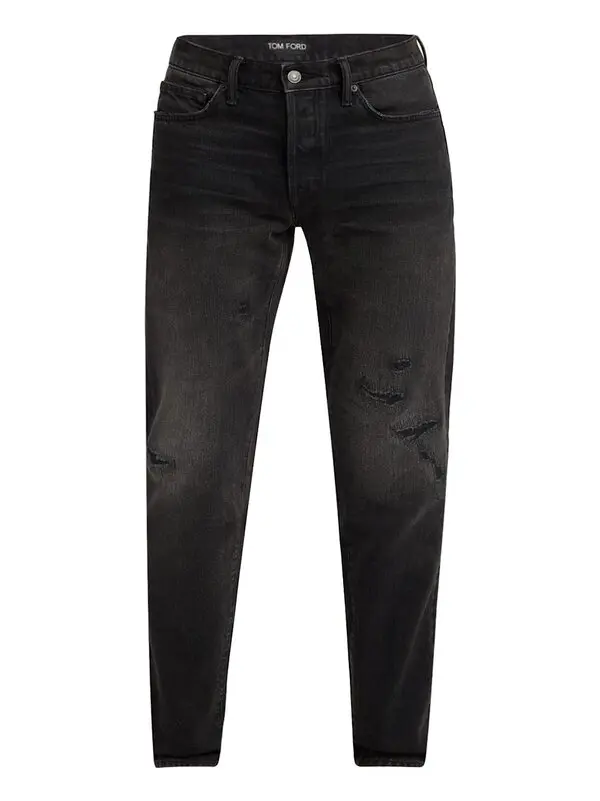 TOM FORD Rip And Repair Straight-fit Jeans - Washed Bla