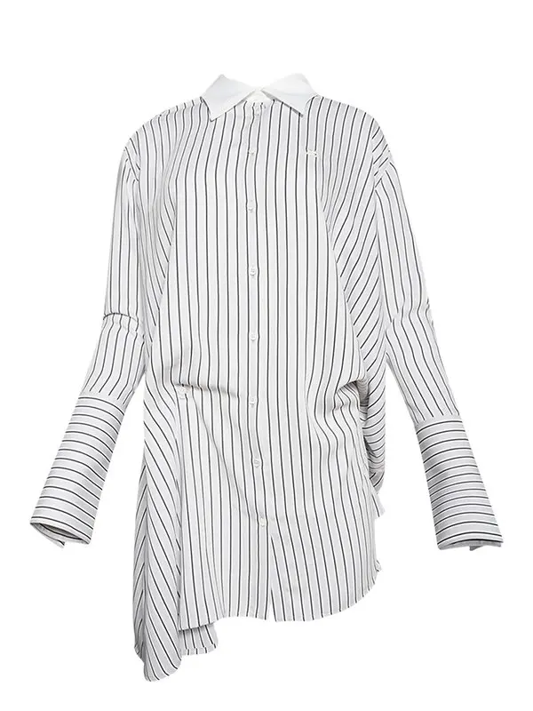 COURREGES Twist Striped Shirting Bodysuit - White