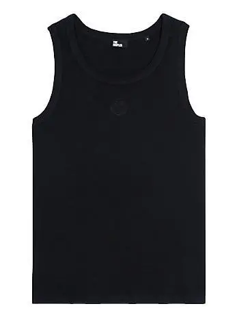 The Kooples Embroidered-crest Crewneck Stretch-cotton Tank Top - Black Washed