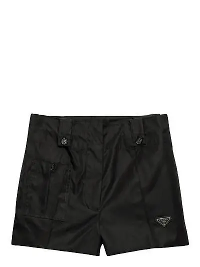 Prada Re-nylon Triangle-logo Woven Shorts - Black