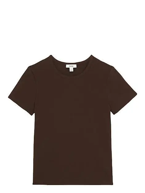 REISS Jolie Slim-fit Cotton-jersey T-shirt - Chocolate Brown
