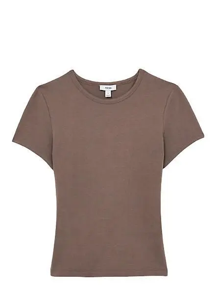 REISS Jolie Slim-fit Cotton-jersey T-shirt - Mink