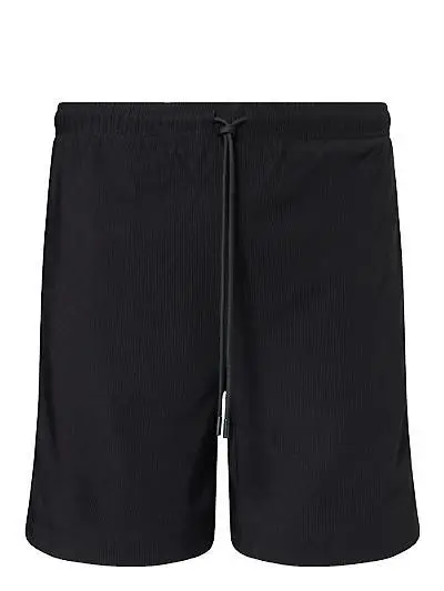 THE COUTURE CLUB Ribbed Relaxed-fit Woven Shorts - Black