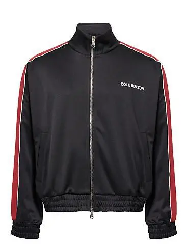 COLE BUXTON Contrast Funnel-neck Track Jacket - Black/red