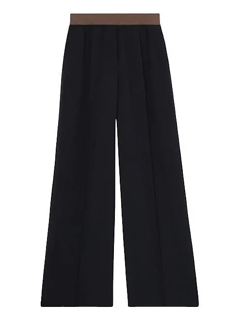 REISS Wilde Wide-leg High-rise Trousers - Navy