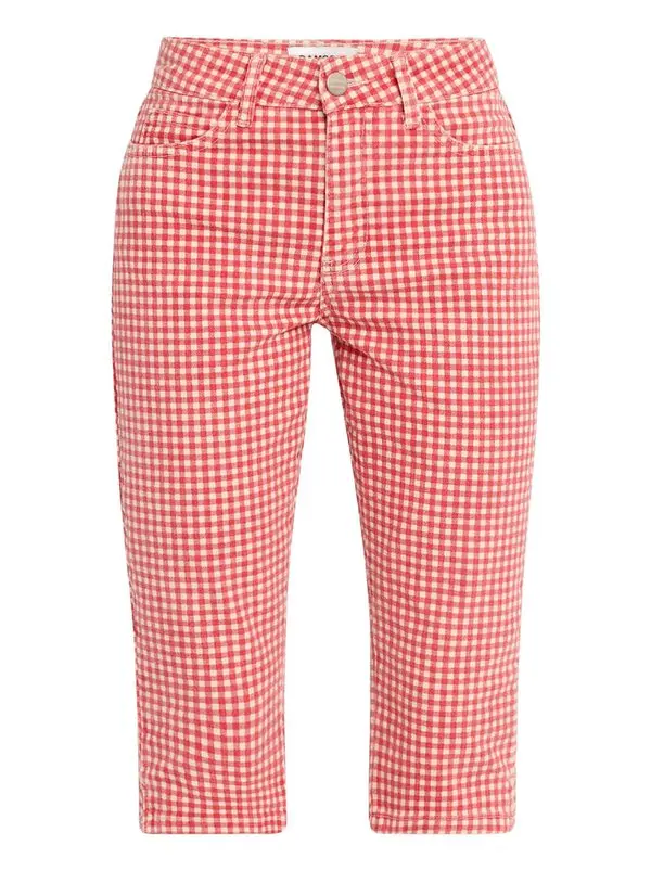 DAMSON MADDER Gingham Capri Jeans - Red