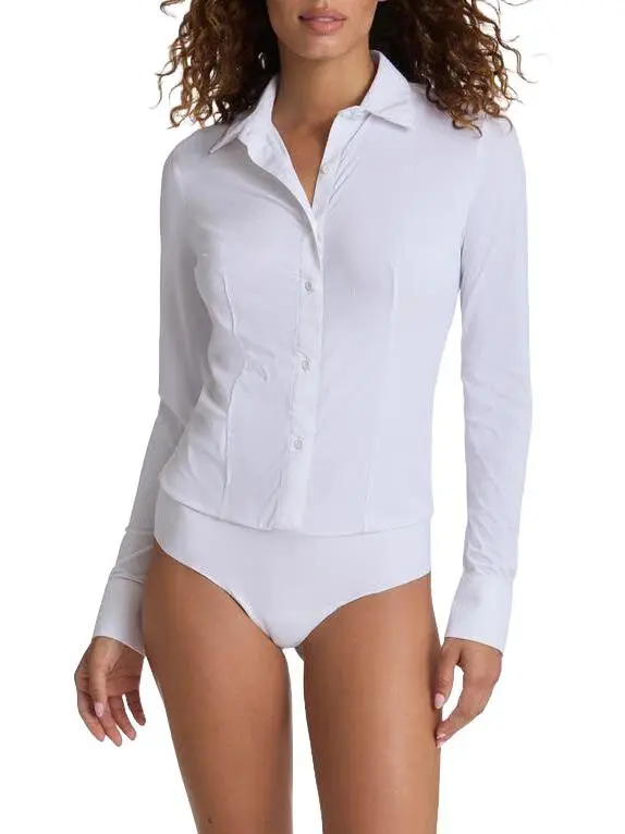 Commando Ribbed Button-up Bodysuit - White