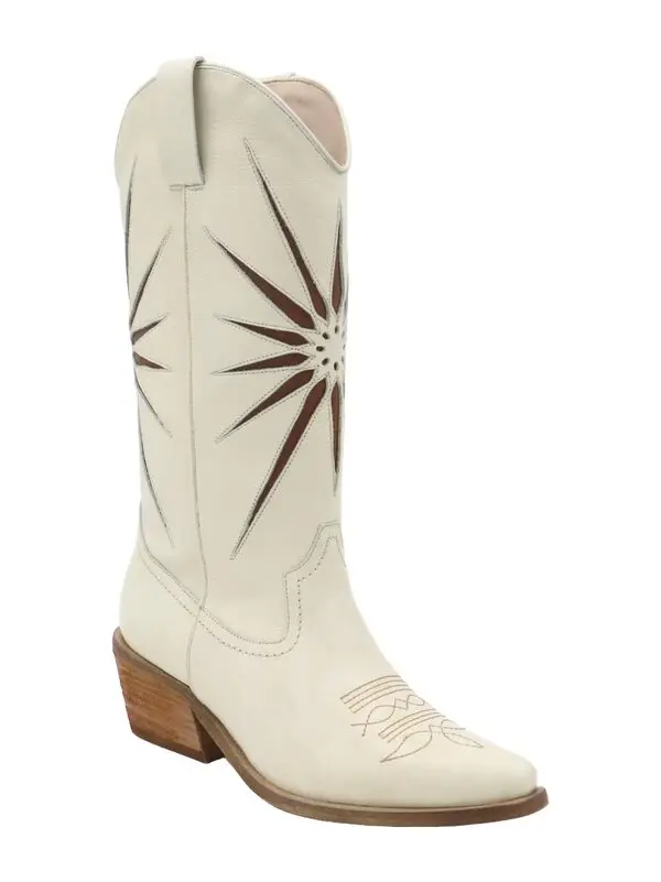 STIVALI NEW YORK Moonrise Western Cowboy Boots - Ivory