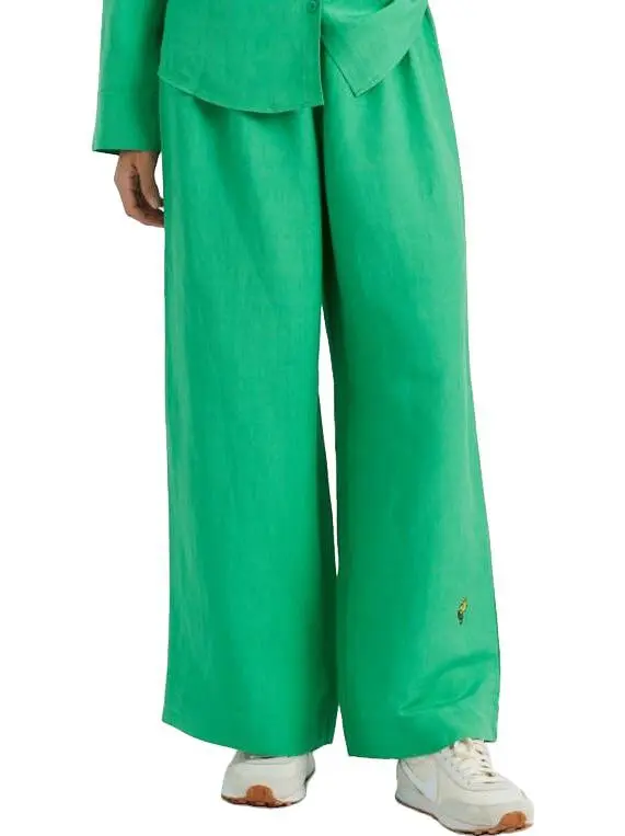 Chinti & Parker Linen-cotton Trousers With Embroidery - Green
