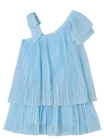 MAYORAL Asymmetric Pleated Dress - Blue