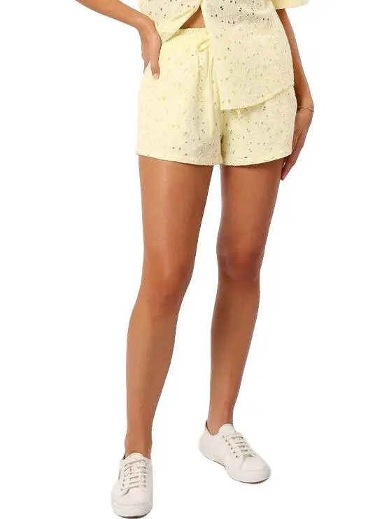 PETAL & PUP Dazie Eyelet Drawstring Shorts - Lemon
