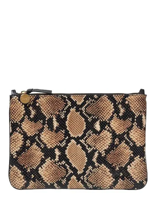 Clare V. Checkerboard Knit Flat Clutch - Tan