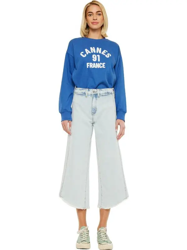 KANCAN High-rise Cropped Gaucho Pants - Light Wash