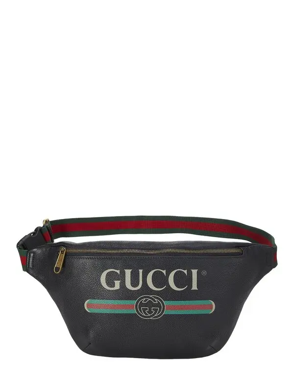 Gucci Leather Logo Printed Belt Bag - Black
