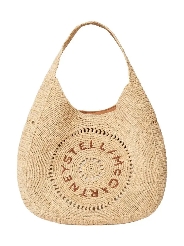 Stella McCartney Logo Raffia Slouchy Medium Tote Bag - Natural