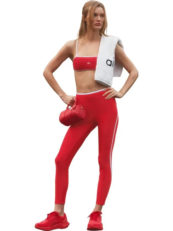 Alo Yoga Airlift High Waist Charger 7/8 Legging - Bright Red/white