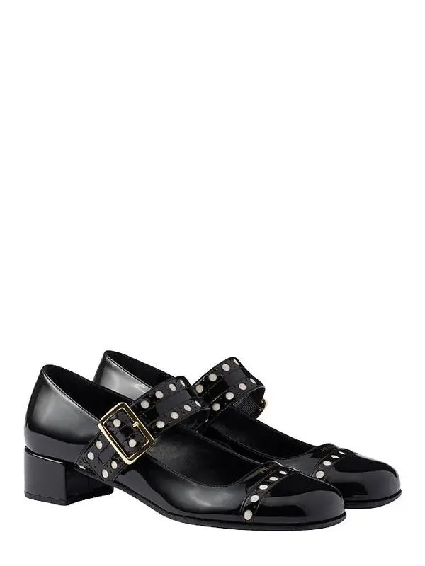 Prada Patent Leather Mary Jane Pumps - Black