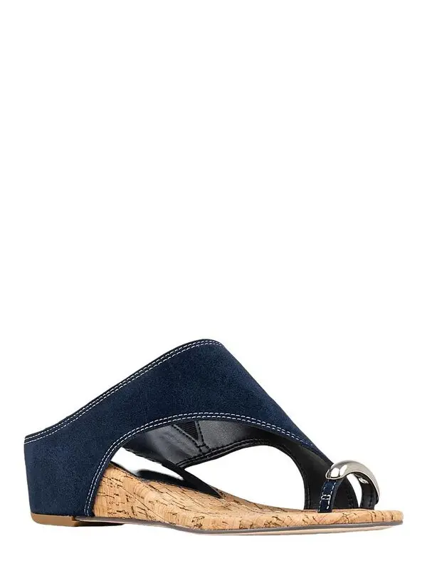 DONALD PLINER Toe Ring Wedge Sandals - Navy