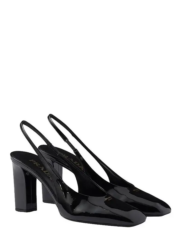 Prada Patent Leather Slingback Pumps - Black