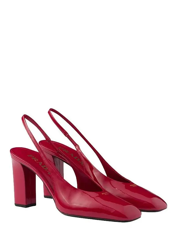 Prada Patent Leather Slingback Pumps - Cherry Red