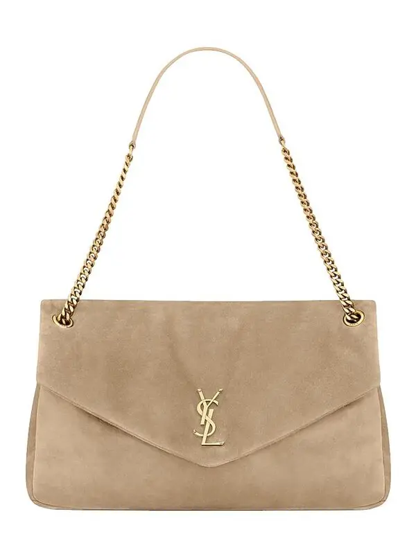 Saint Laurent Calypso Large Shoulder Bag - Dry Grain Suede/gold