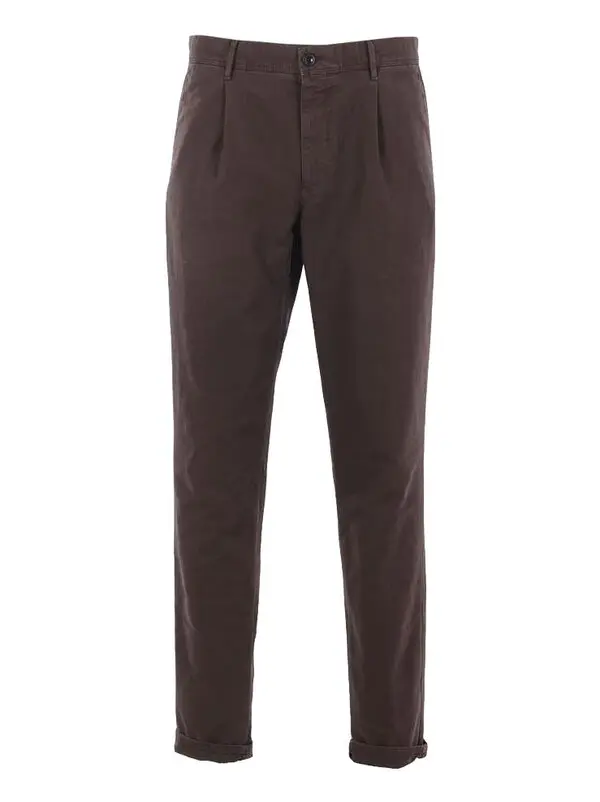 Incotex Dark Stretch Cotton Trousers - Brown