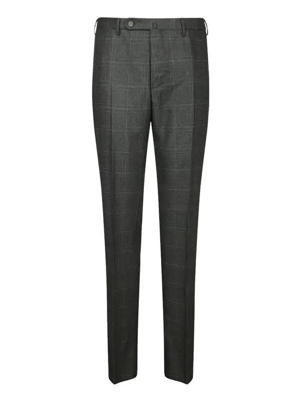 Incotex Cropped Check Trousers - Green