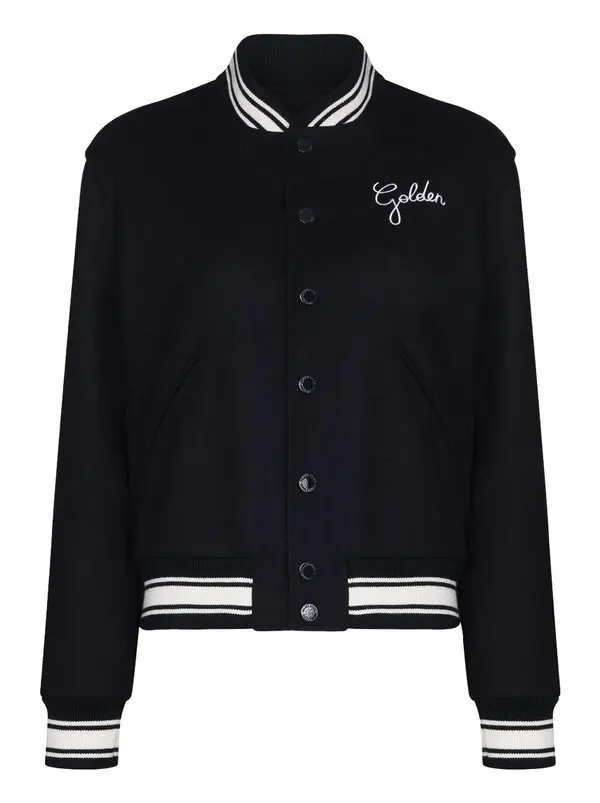 Golden Goose Logo Wool Bomber Jacket - Blue