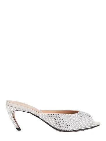 Attico Ada Crystal Embellished Mule Sandal - Silver