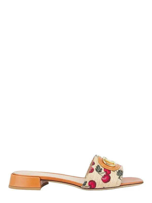 Valentino Garavani Vlogo Signature Slide - Naturale & Rosso