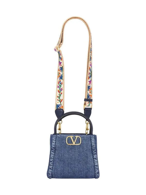 Valentino Garavani Alltime Small Double Handle Bag - Dark Denim  Multicolor  & Worker