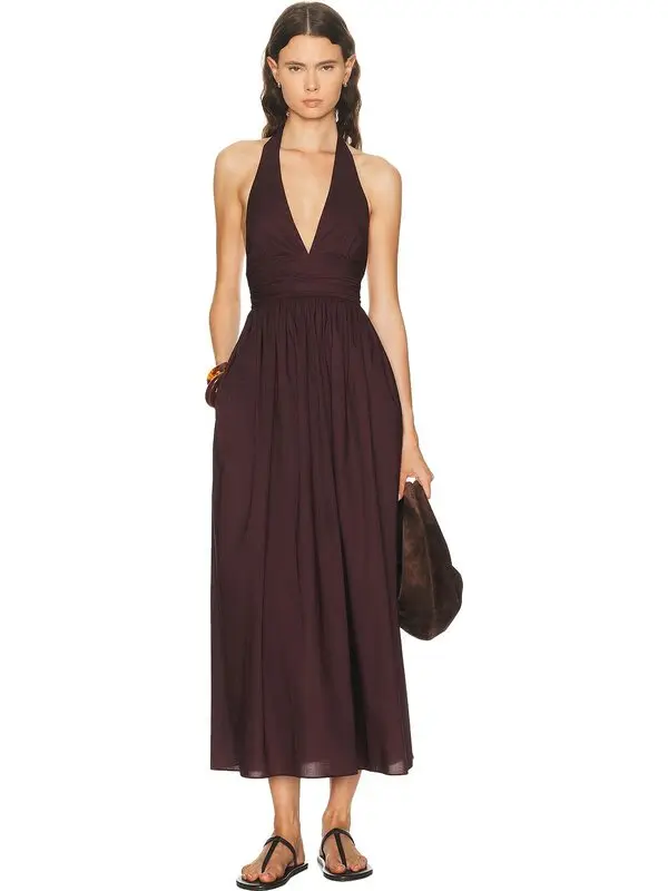 Matteau Plunge Halter Dress - Aubergine