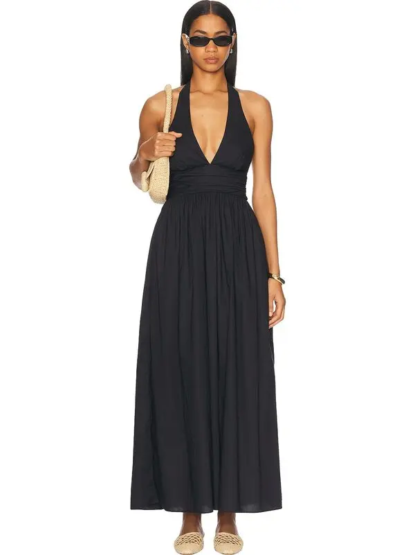 Matteau Plunge Halter Dress - Black