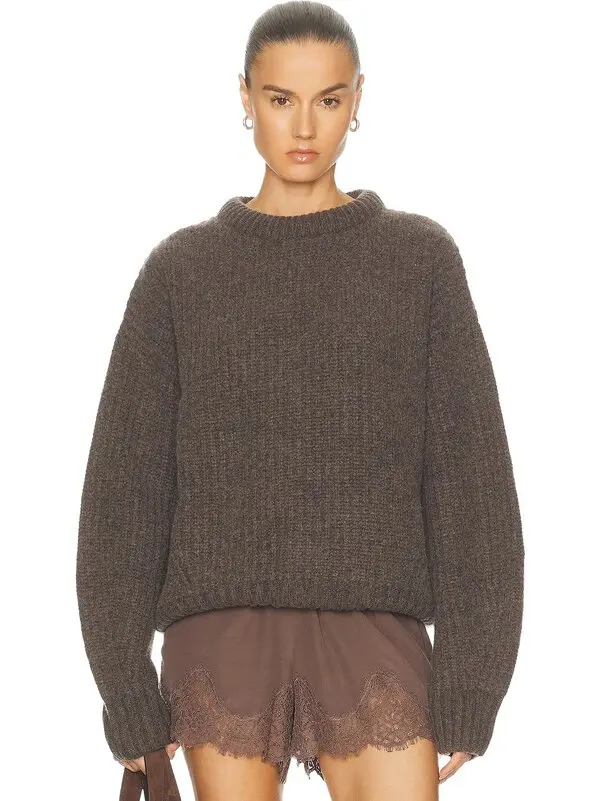 AYA MUSE Ribbed Crewneck Sweater - Taupe