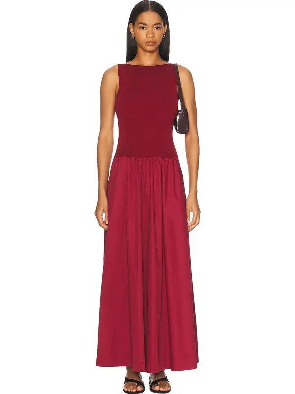 ST. AGNI Bateau Cut Out Dress - Berry