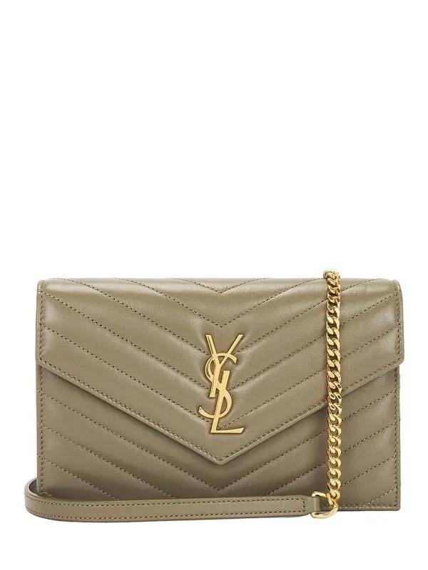 Saint Laurent Envelope Chain Wallet - Strong Moss