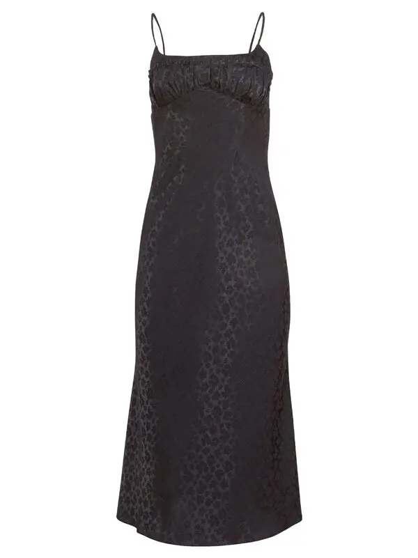 Fleur Du Mal Pansy Jacquard Ruched Bust Dress - Black