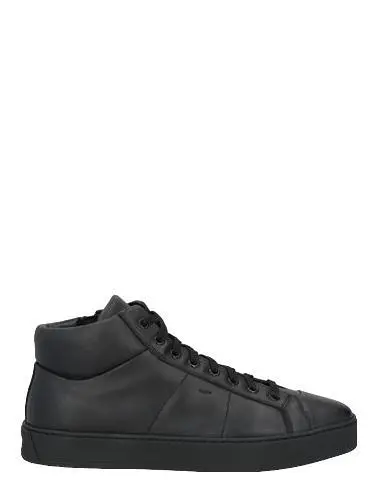 Santoni Leather High-top Sneakers - Black