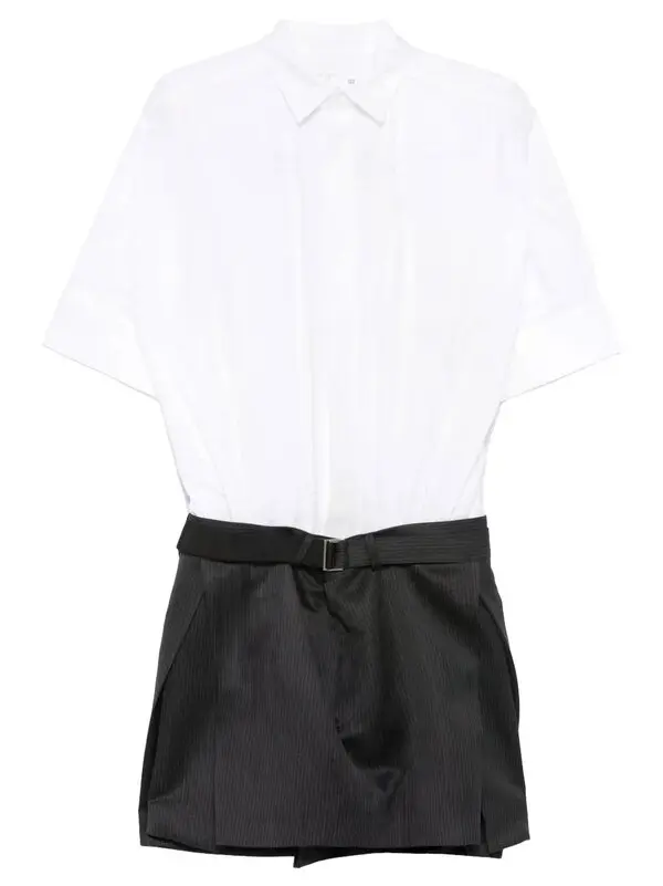 Sacai Panelled Mini Shirt Dress - White