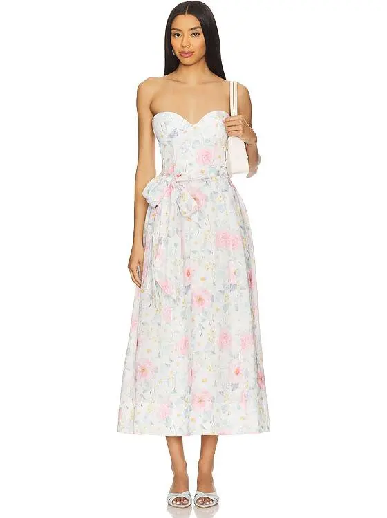 Bardot Floral Printed Tie Midi Dress - Summer White Floral