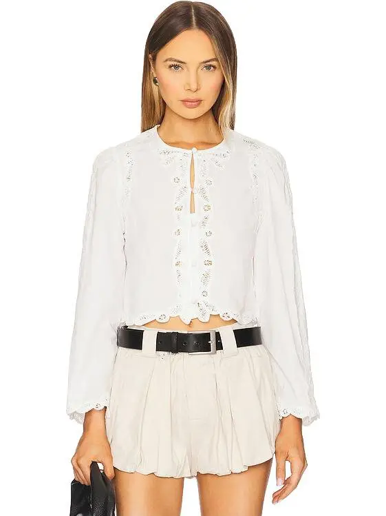 Sea Elke Soutache Long Sleeve Blouse - White