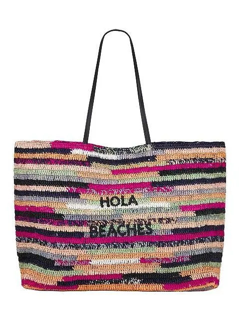 BTB LOS ANGELES Hola Beaches Tote - Black & Mint Rainbow