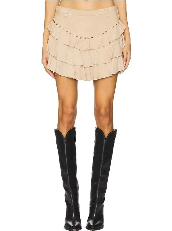 UNDERSTATED LEATHER Frill Mini Skirt - Beige