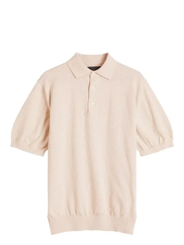 BEAMS Boucle Knit Polo - Beige