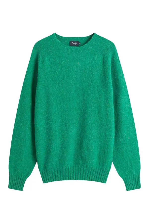 DRAKE'S Brushed Shetland Crew Knit - Pixie Green
