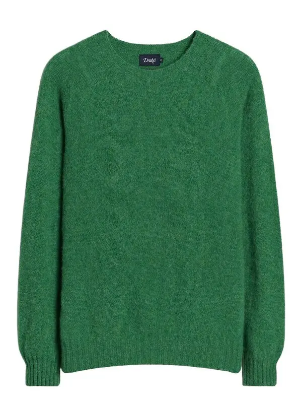 DRAKE'S Brushed Shetland Crew Knit - Pixie Green